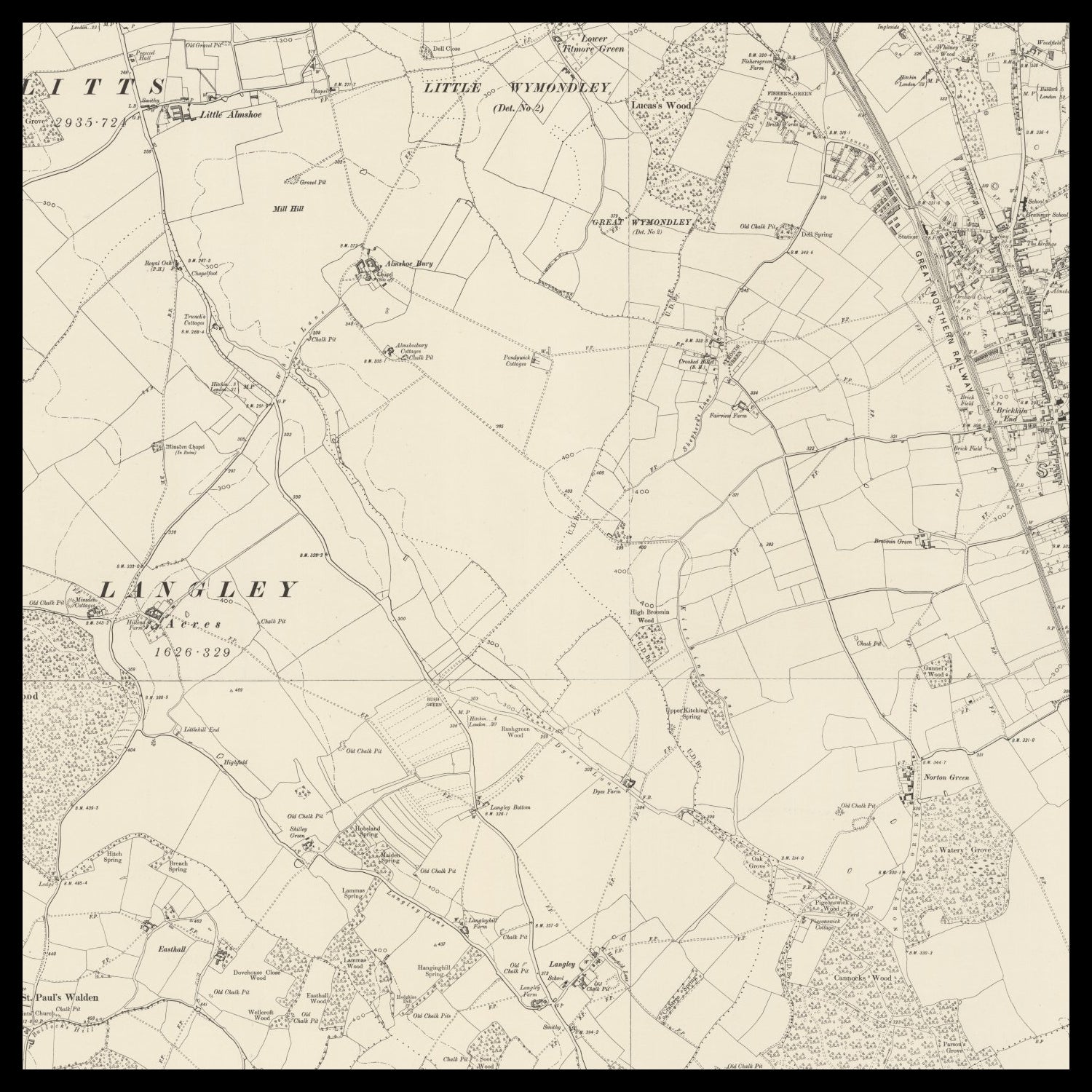 Personalised Old Map of Stevenage – The Unique Maps Co.