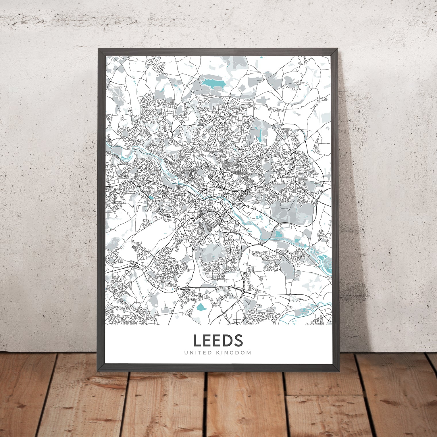 Modern City Map of Leeds, UK: City Centre, Art Gallery, Town Hall, Kir ...