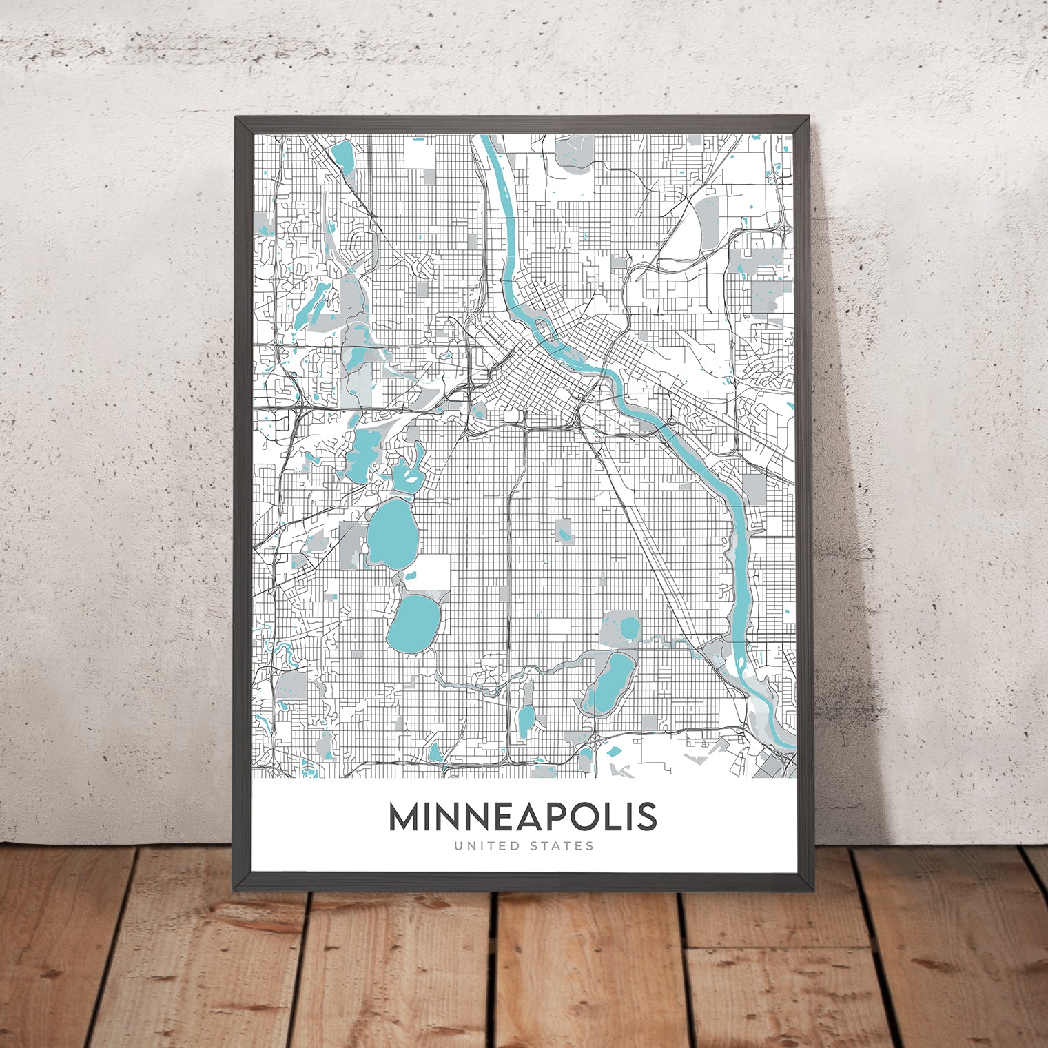 Moderne Stadtkarte von Minneapolis, MN: U of M, TCF Bank Stadion, Walk ...