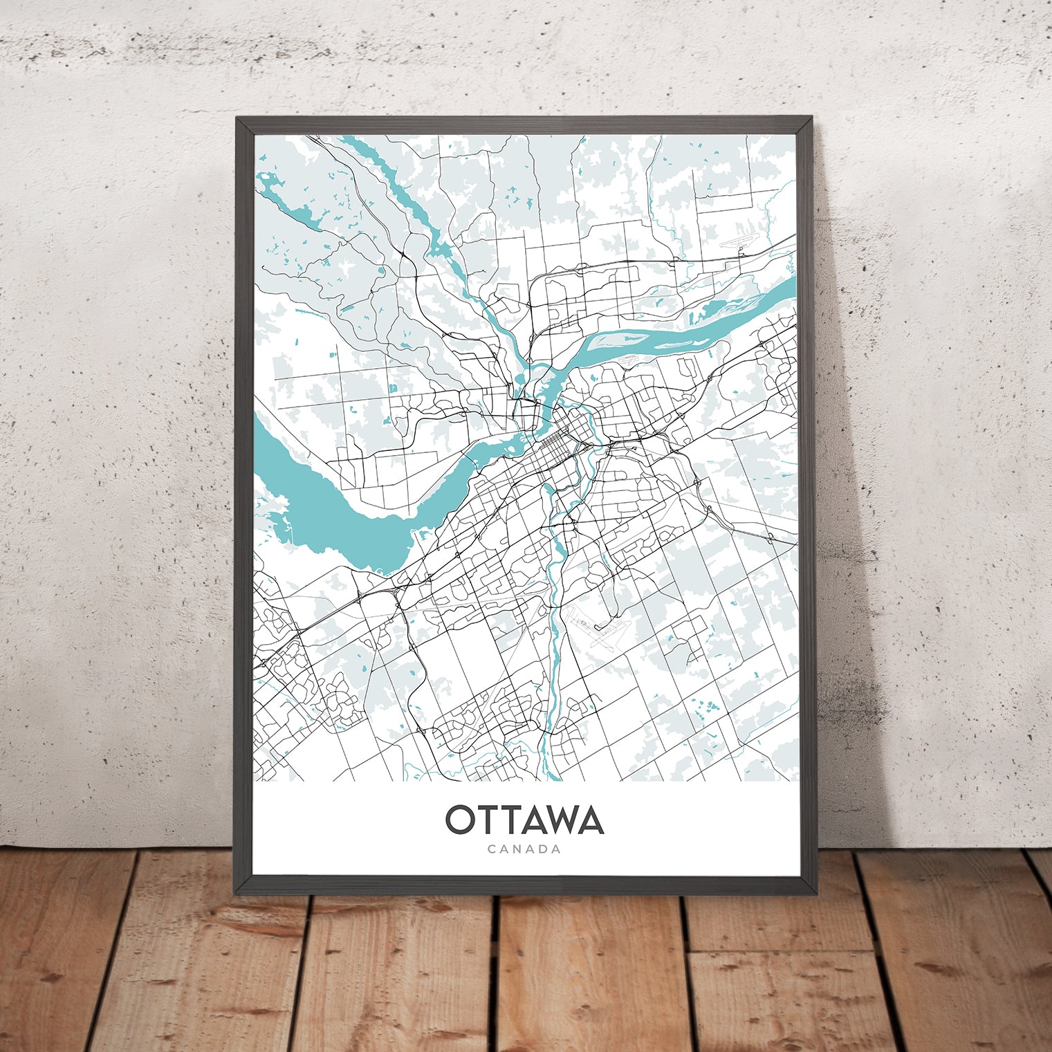 Modern City Map of Ottawa, Canada: Parliament, Rideau Hall, ByWard Mar ...