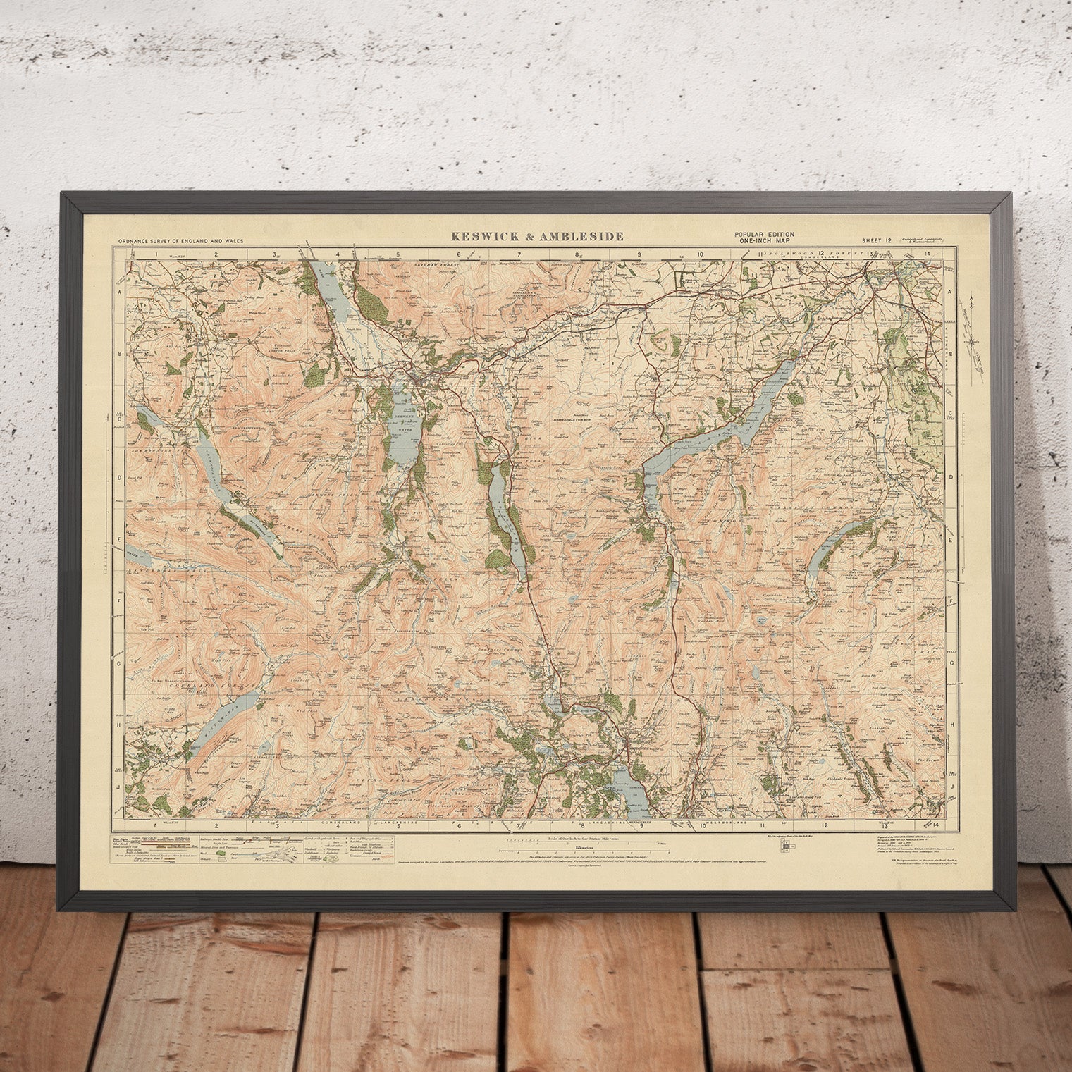 Old Ordnance Survey Map, Sheet 12 - Keswick & Ambleside, 1925: Butterm ...