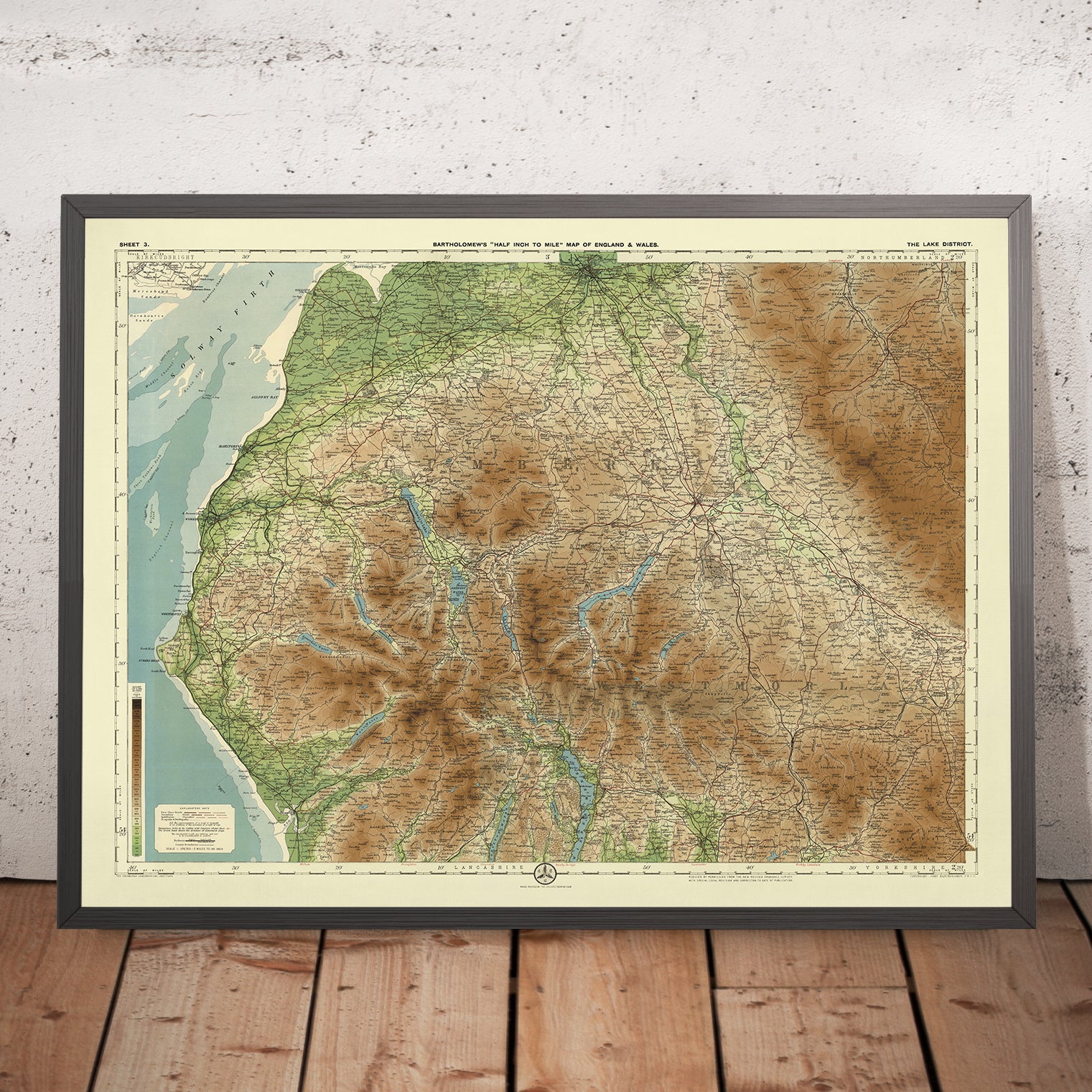 Old OS Map of The Lake District by Bartholomew, 1901: Windermere, Scaf ...
