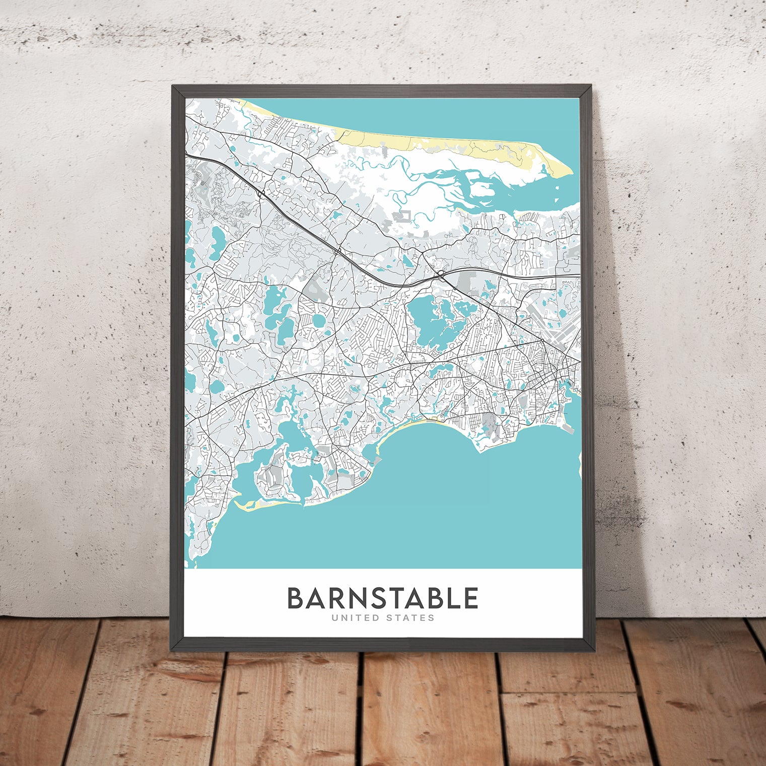 Modern City Map of Barnstable, MA: Barnstable Village, Hyannis, Sandy ...