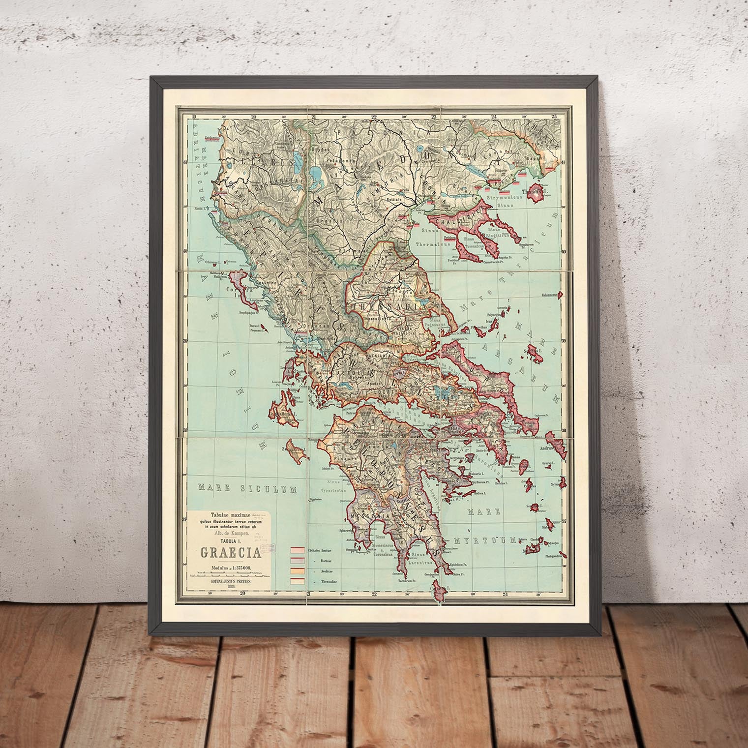 Old Map of Ancient Greece by Van Kampen in 1889 - Athens, Corfu, Zakyn ...