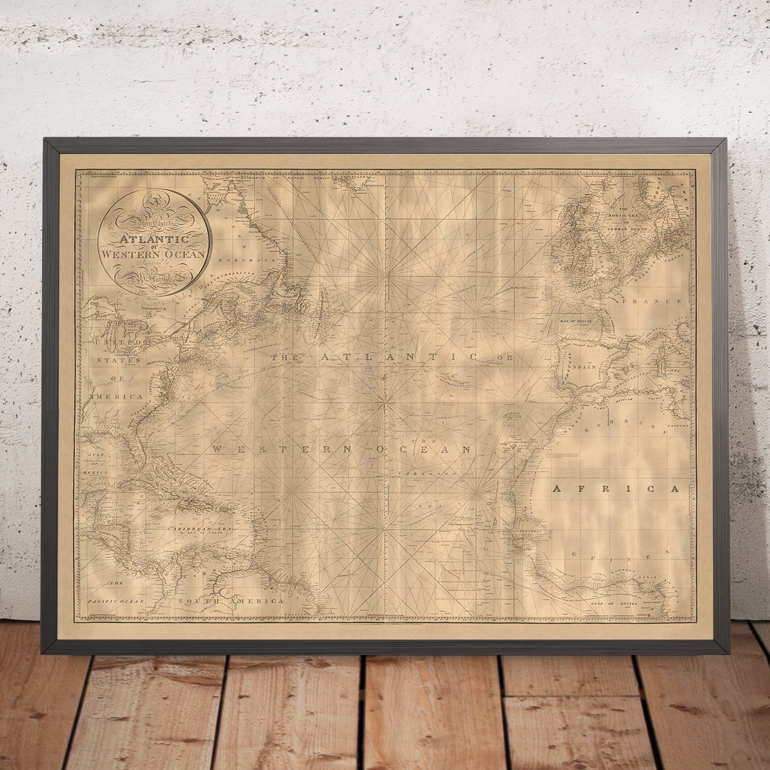 Old Atlantic Ocean Nautical Chart by Heather, 1828: Gulf Stream, Voyag ...