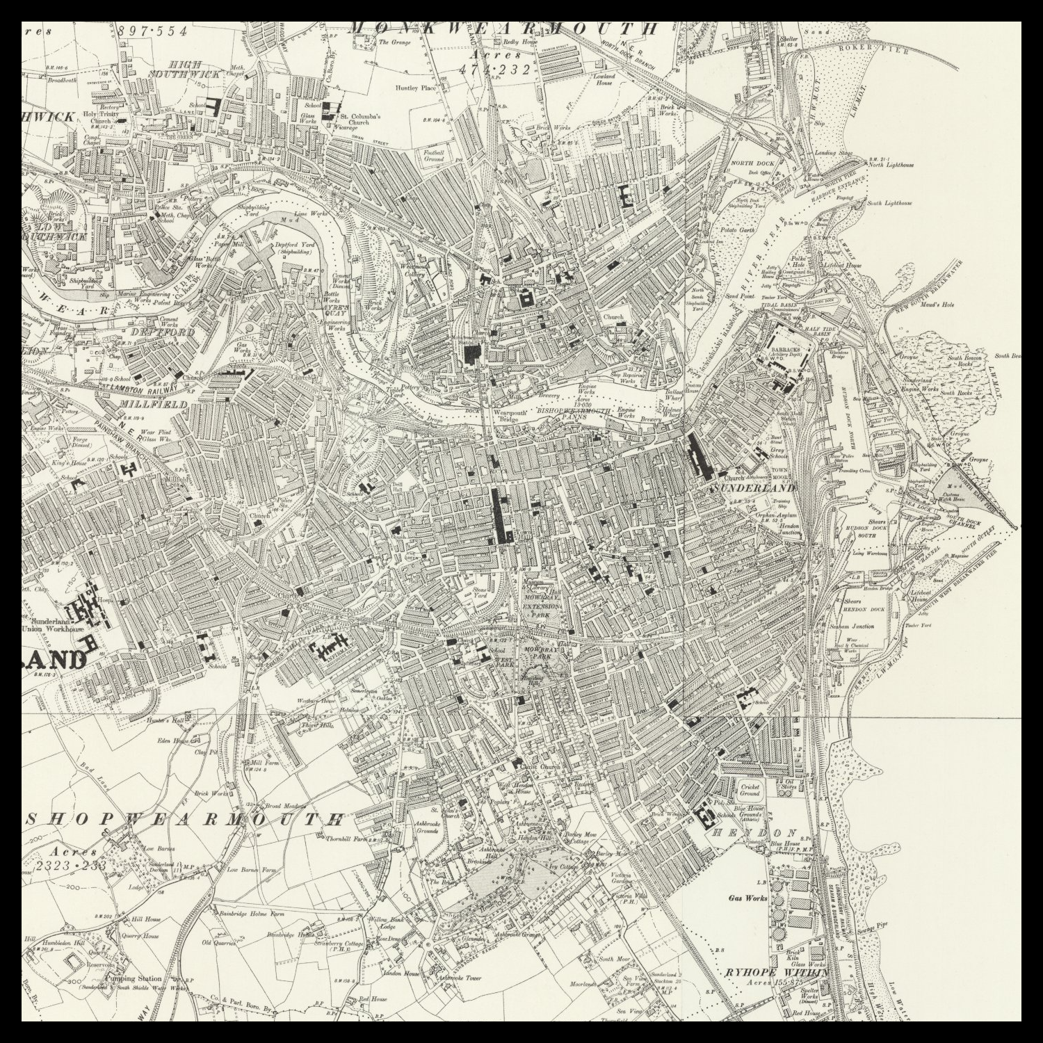Personalised Old Map of Sunderland – The Unique Maps Co.