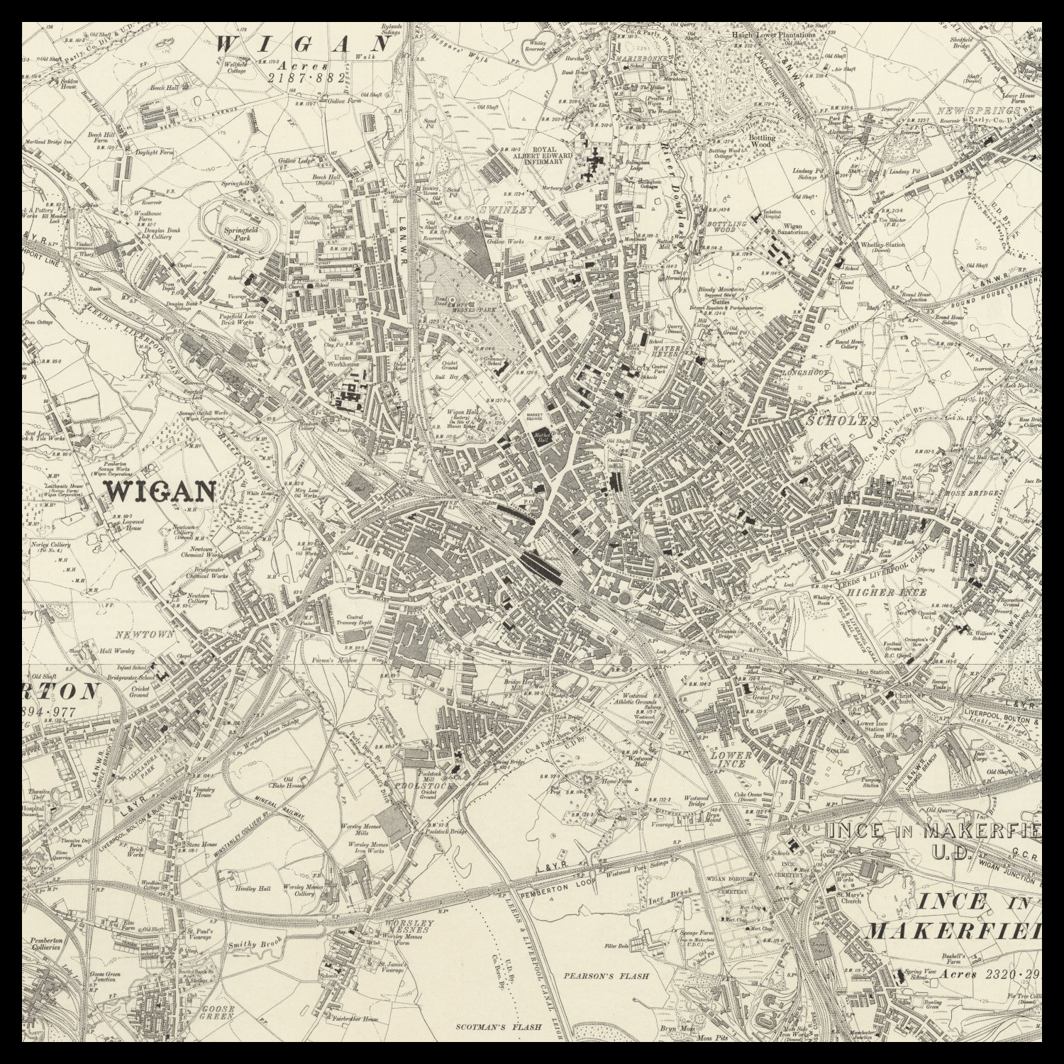 Personalised Old Map of Wigan – The Unique Maps Co.