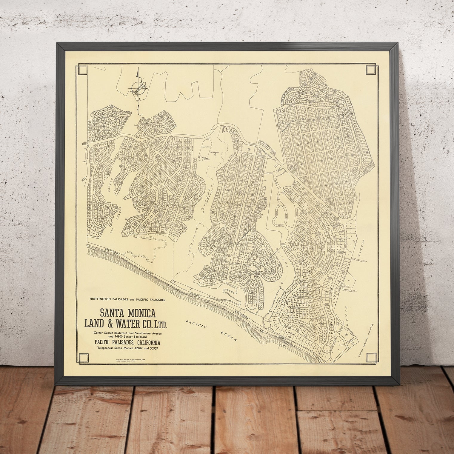 Old Street Map of the Pacific Palisades & Huntington Palisades, 1925 ...