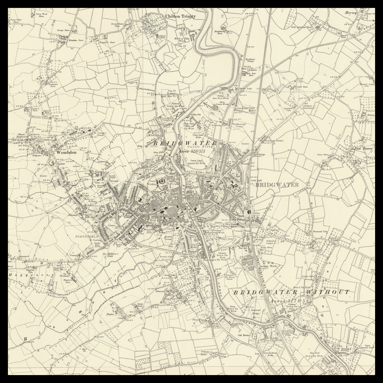 Personalised Old Map of Bridgwater – The Unique Maps Co.