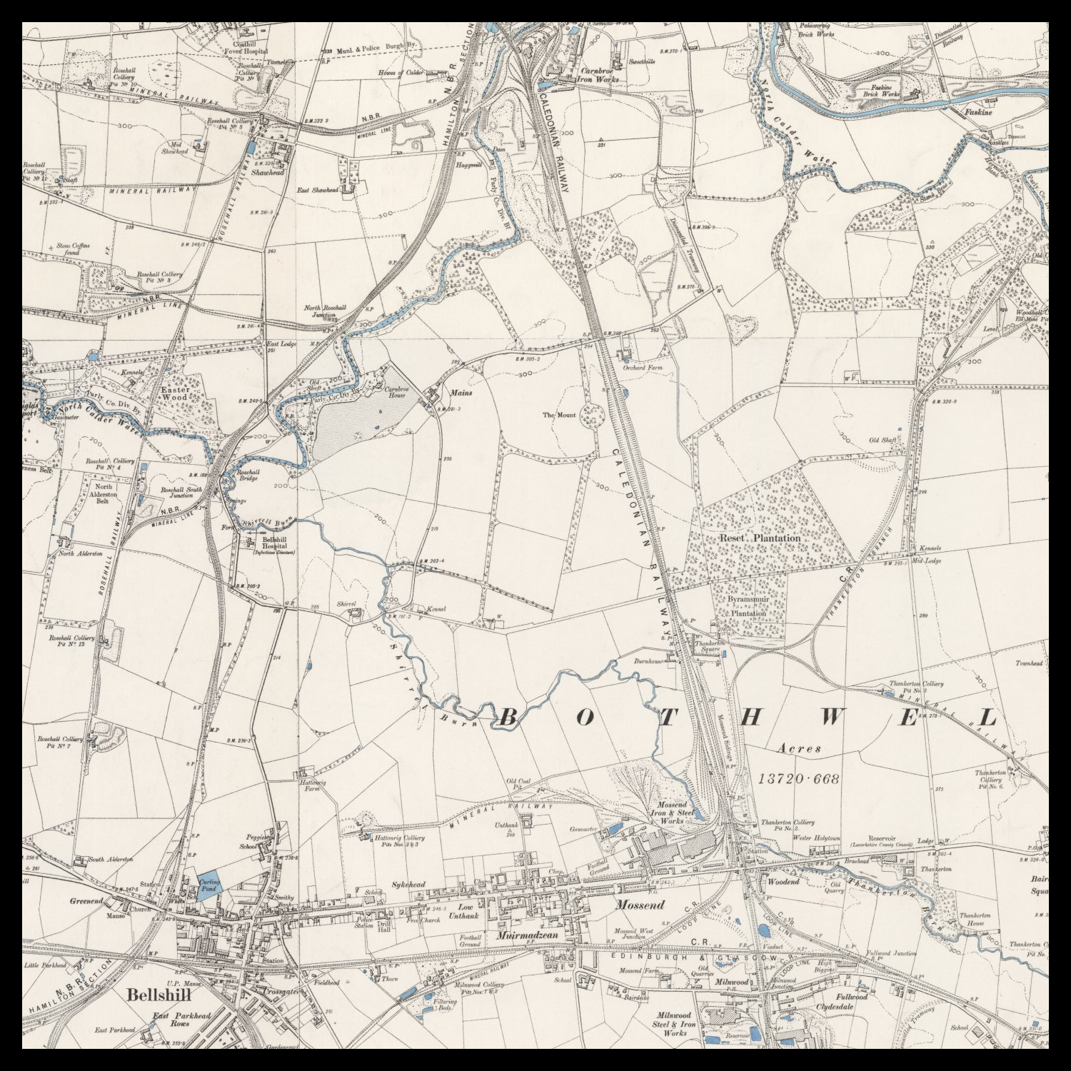 Personalised Old Map of Bellshill – The Unique Maps Co.