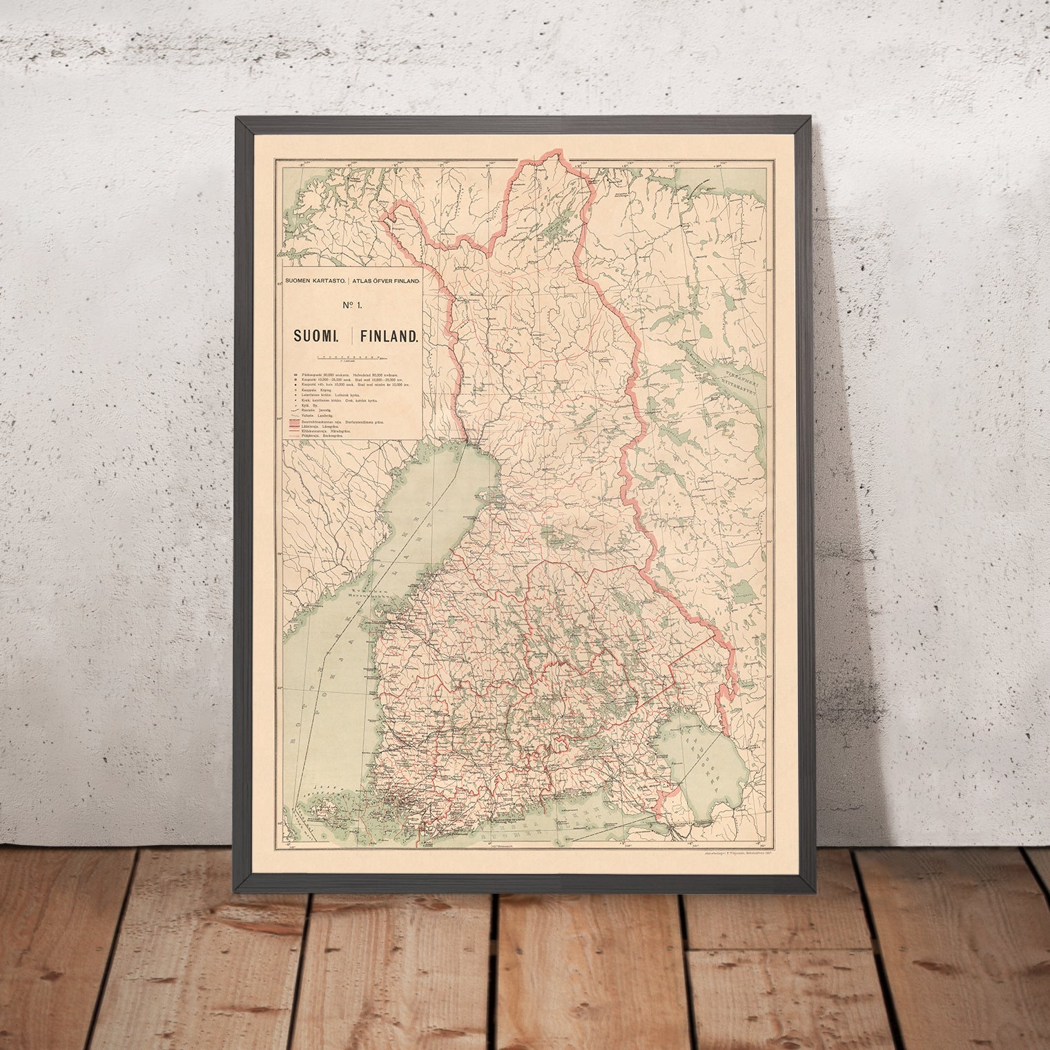 Old Map of Finland, 1897: Helsinki, Tampere, Gulf of Bothnia, Railways ...