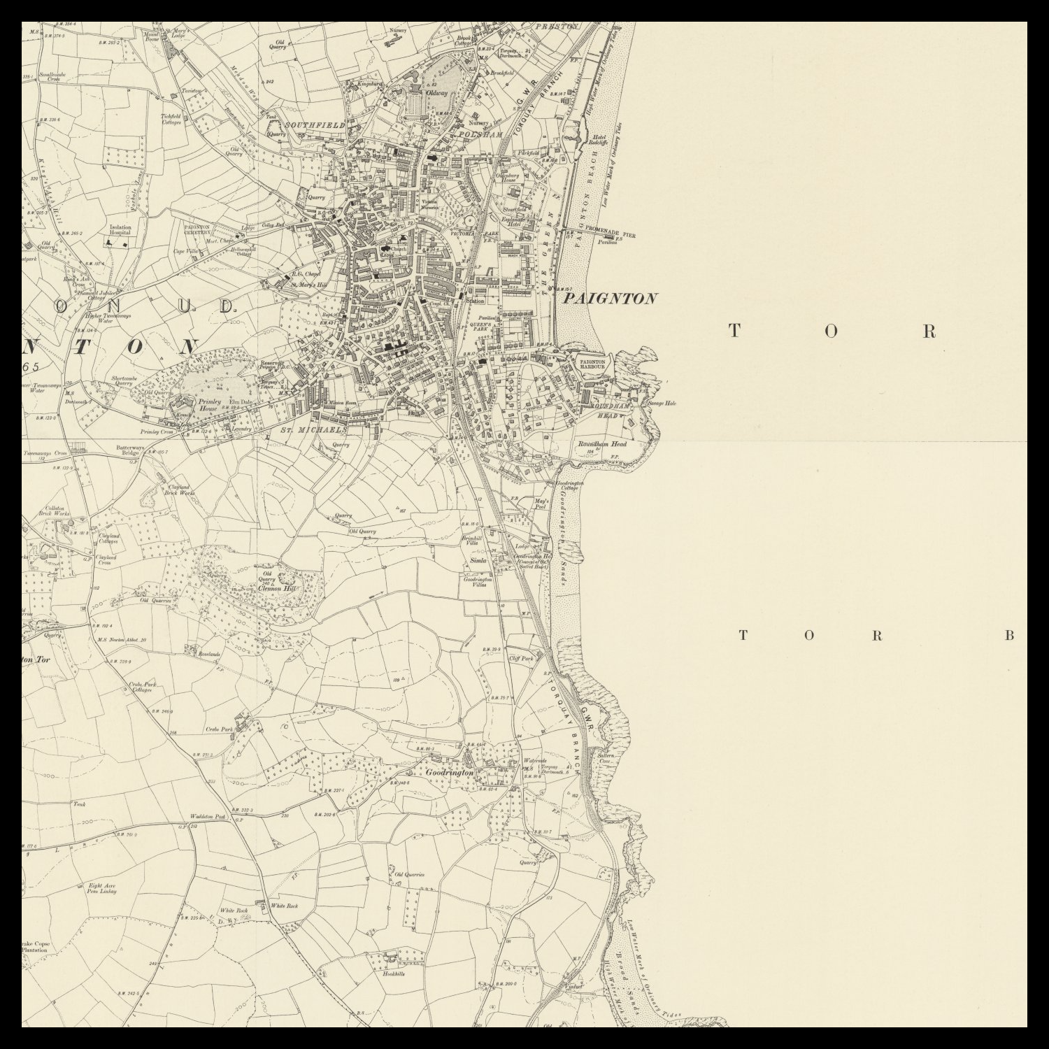 Personalised Old Map of Paignton – The Unique Maps Co.