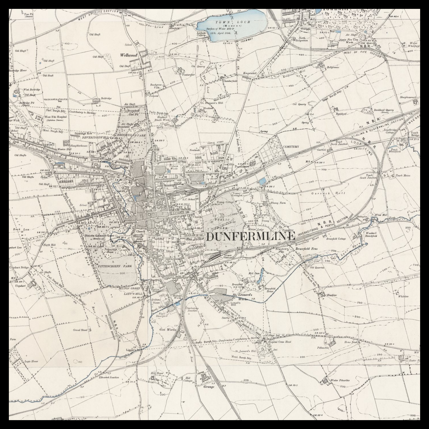 Personalised Old Map of Dunfermline – The Unique Maps Co.