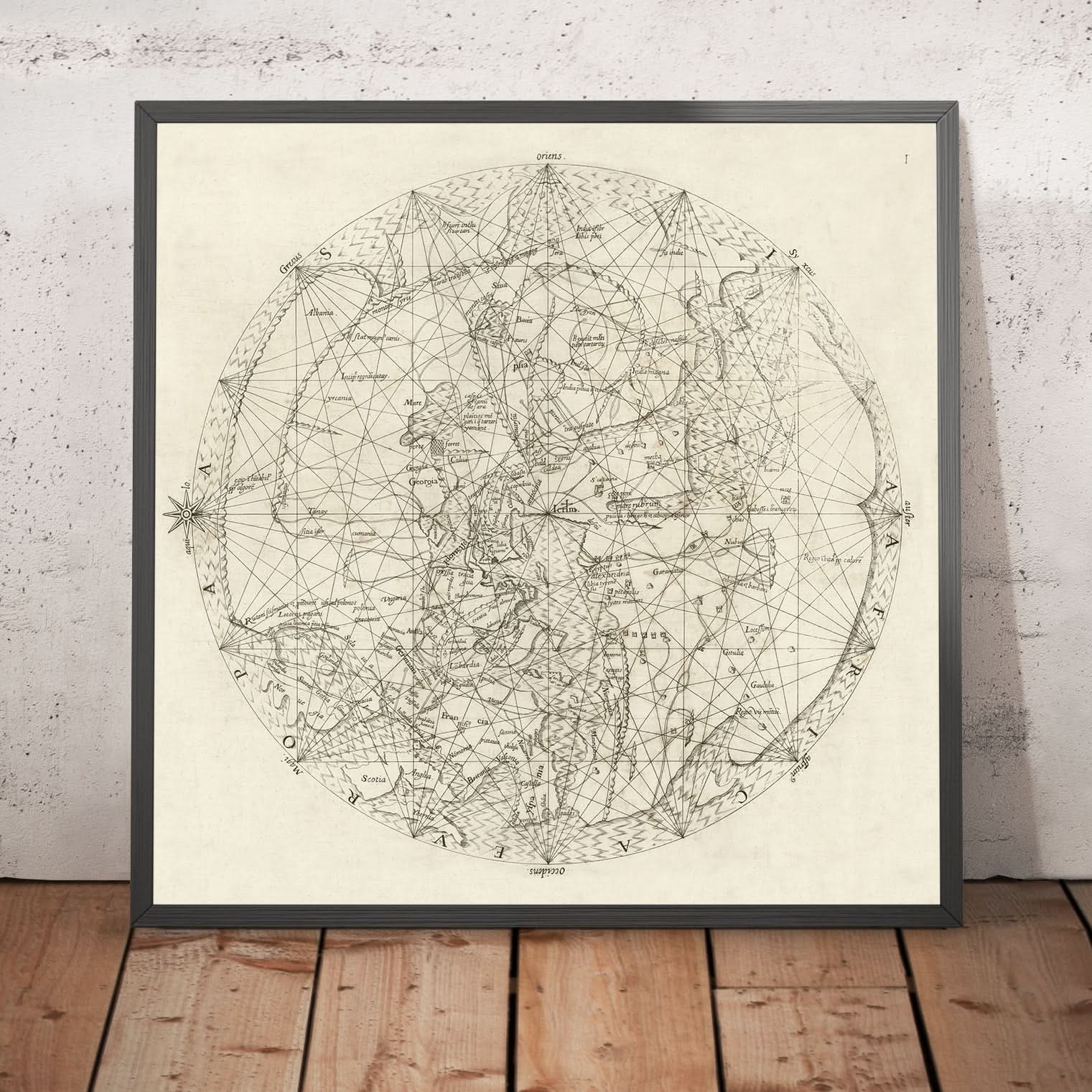 Medieval World Map Centred on Jerusalem by Vesconte, 1611: Portolan Ma ...