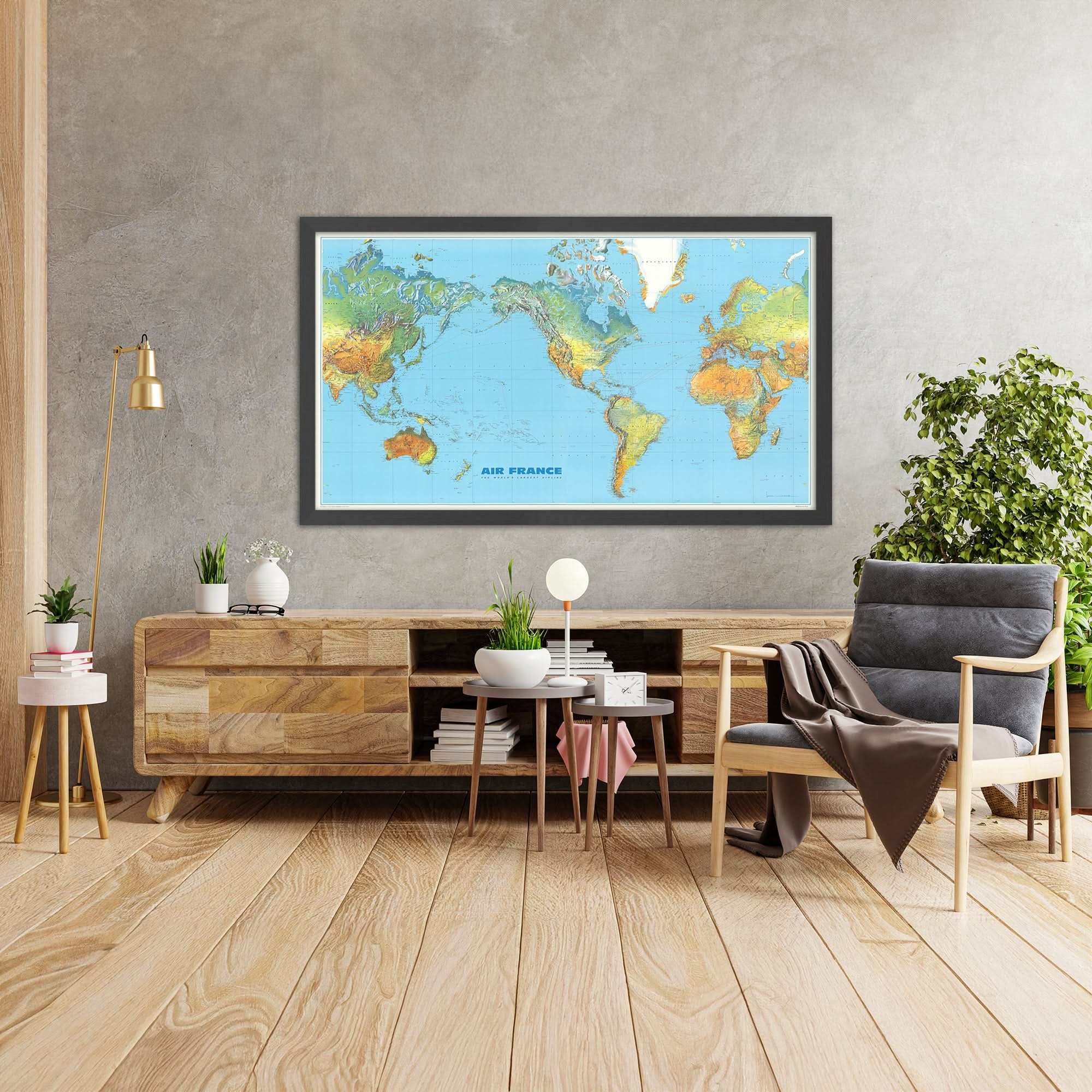 Large World Map of Air France Routes, 1961: Bright & Modern, Climate Z ...