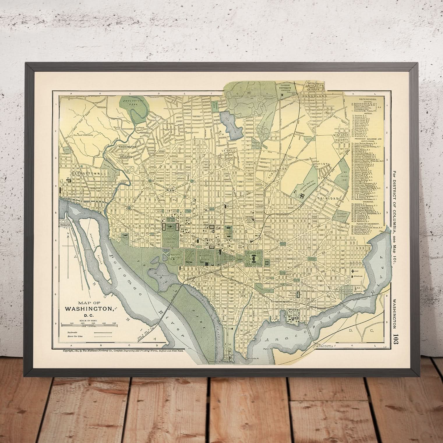 Old Map of Washington, D.C. by Appleton, 1891: Capitol, White House, N ...