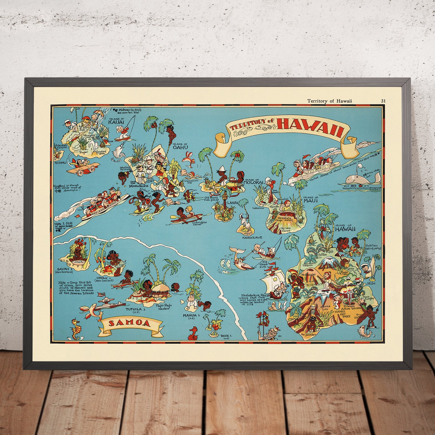 Pictorial Map of Hawaii by Ruth Taylor White, 1935: Honolulu, Hilo, Vo ...