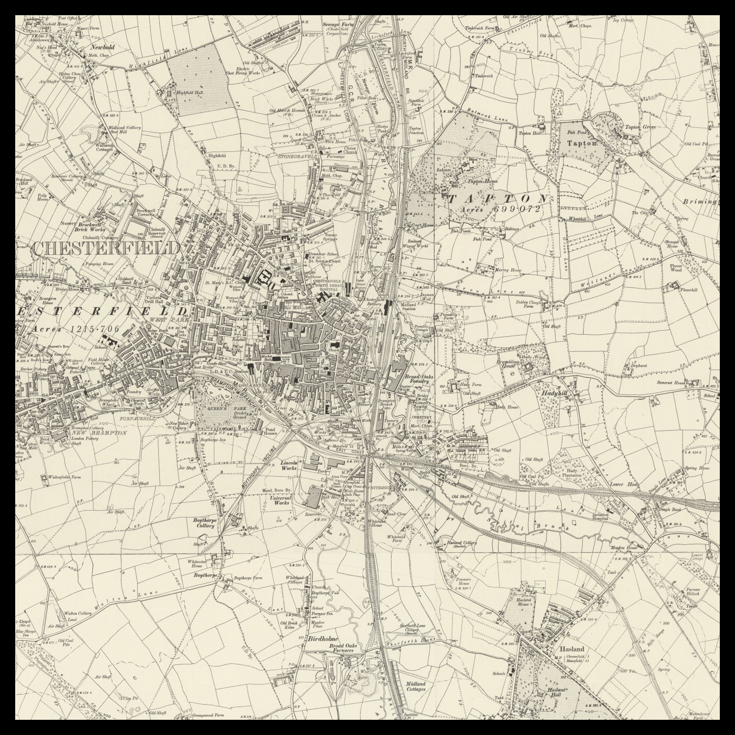 Personalised Old Map of Chesterfield – The Unique Maps Co.