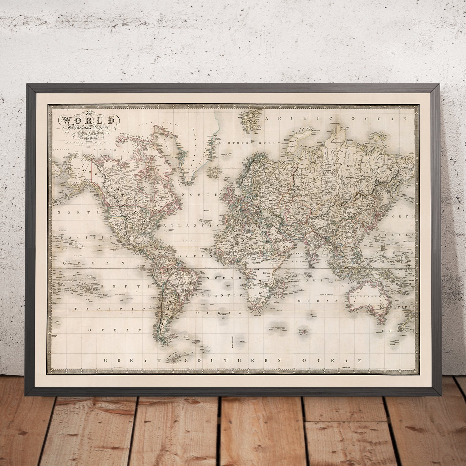 Old Map of the World by Wyld, 1837: Mercator Projection, Nautical Grid ...