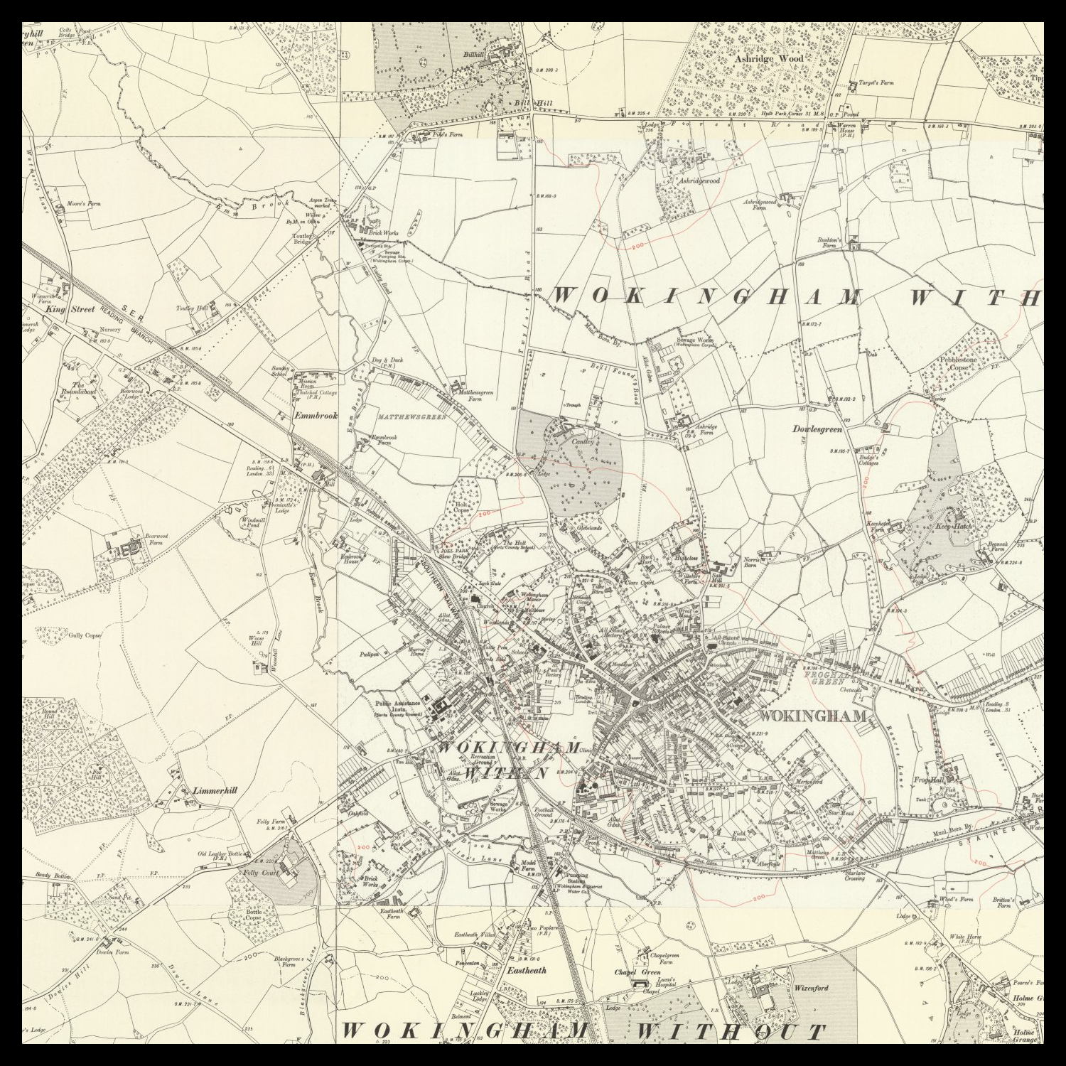 Personalised Old Map of Wokingham – The Unique Maps Co.