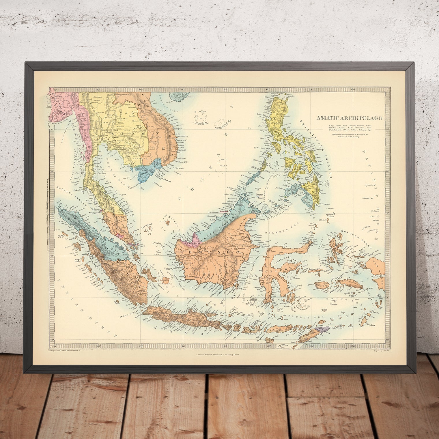 Old Map of Southeast Asia by SDUK, 1872: Colonial Era, Asiatic Sea Rou ...