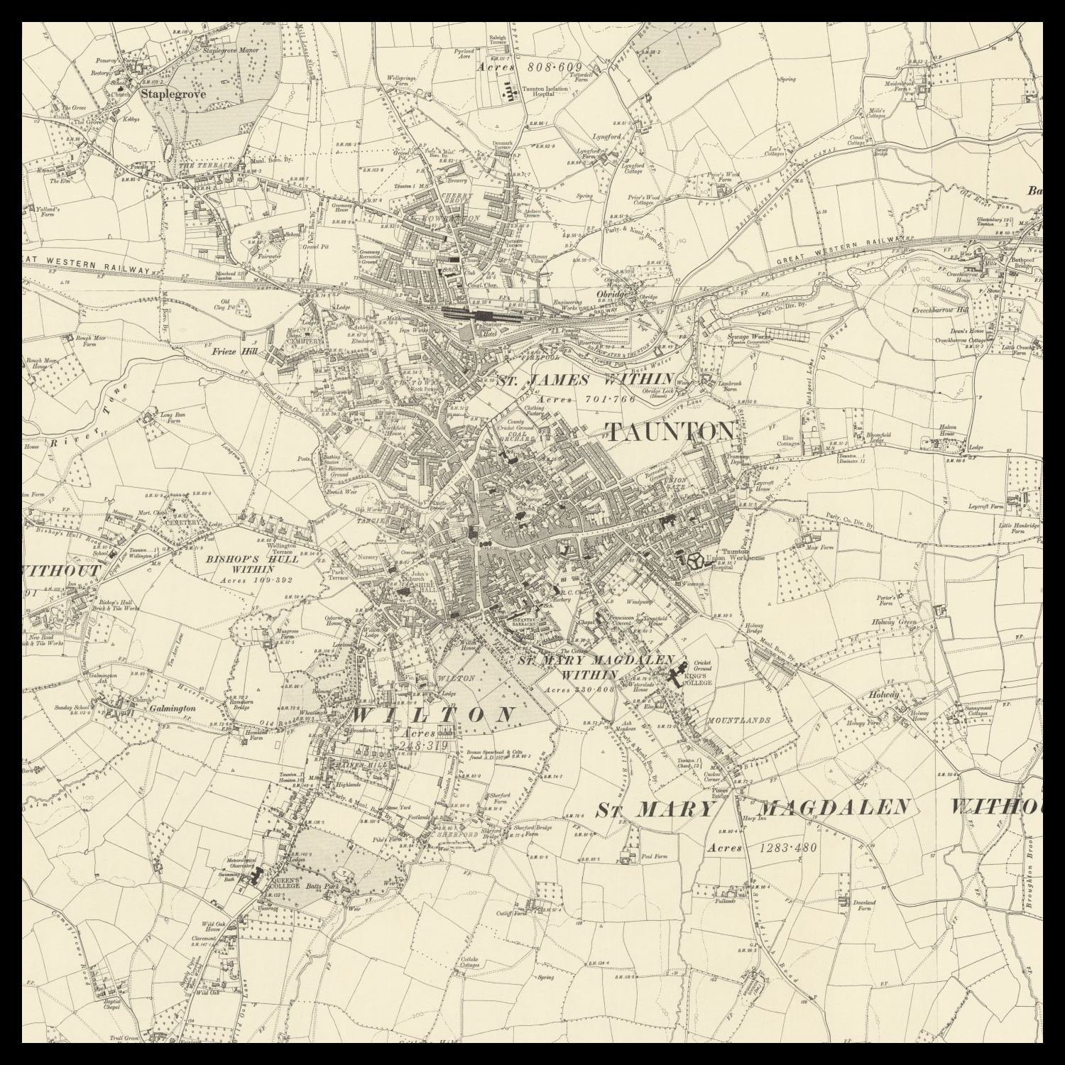 Personalised Old Map of Taunton – The Unique Maps Co.
