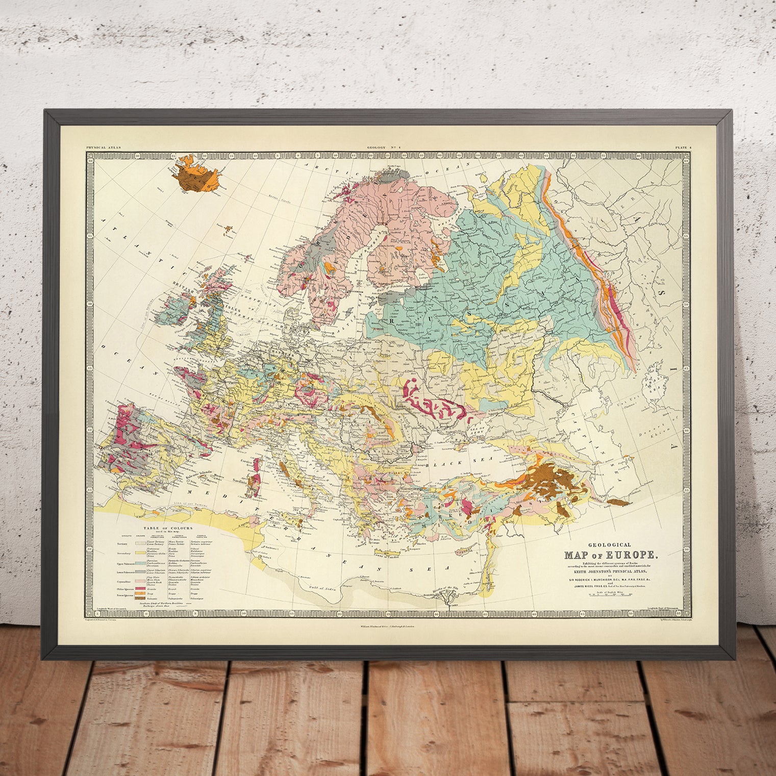Old Geological Map of Europe by AK Johnston, 1856: Geological Chart of ...