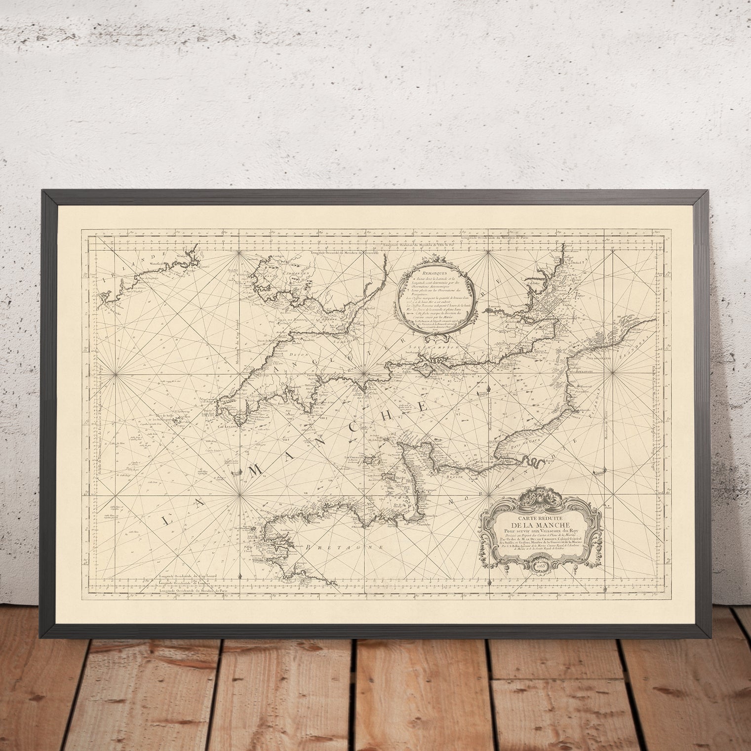 Old Naval Map of La Manche (English Channel) by Bellin, 1763: South Co ...