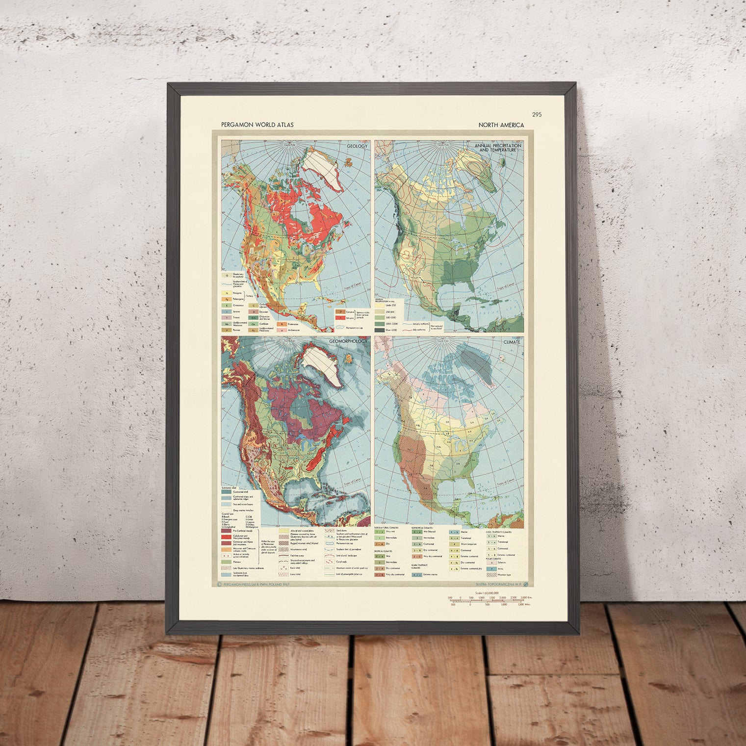Old Infographic Map of North American Geology, 1967: Geomorphology, Cl ...