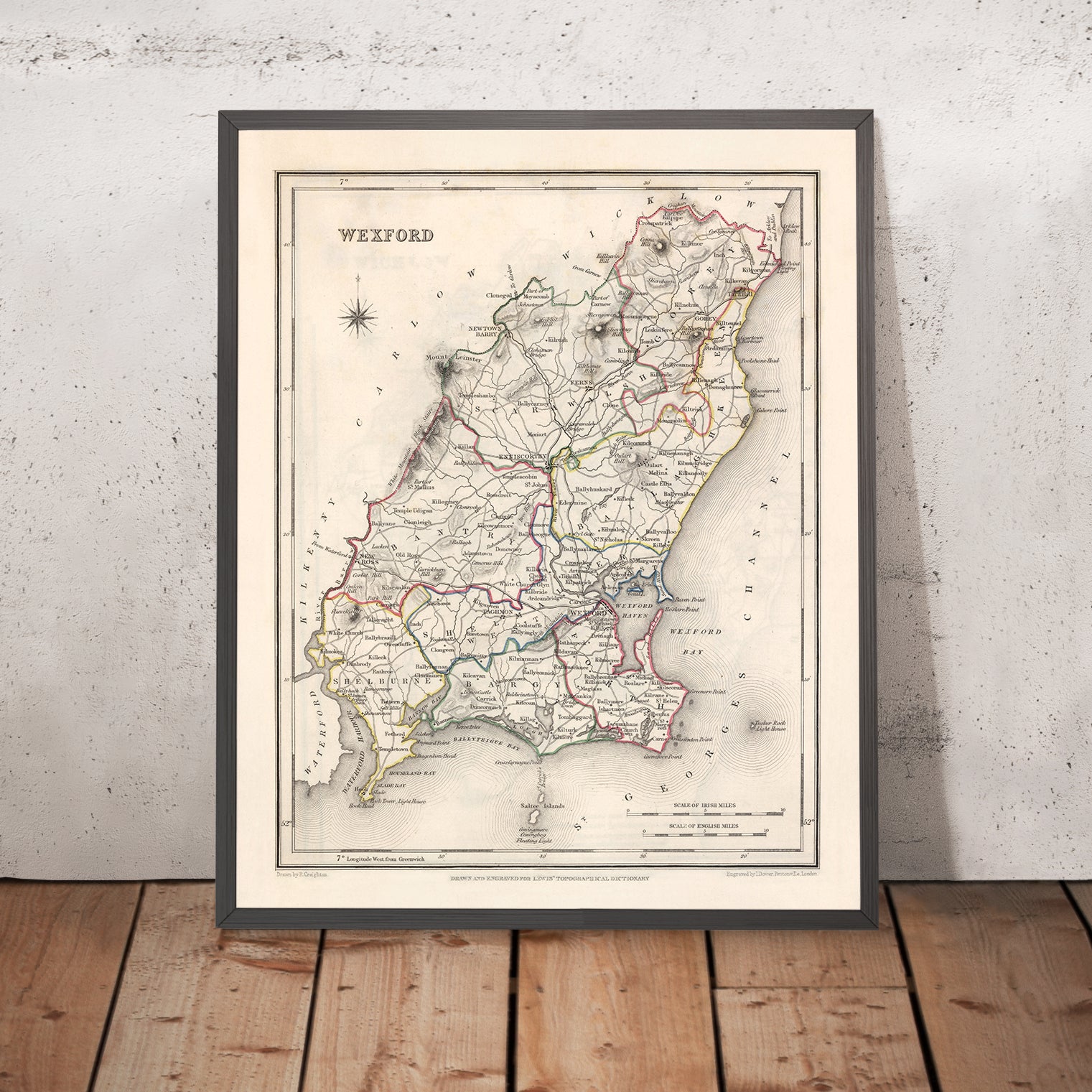 Old Map of County Wexford by Samuel Lewis, 1844: Enniscorthy, New Ross ...