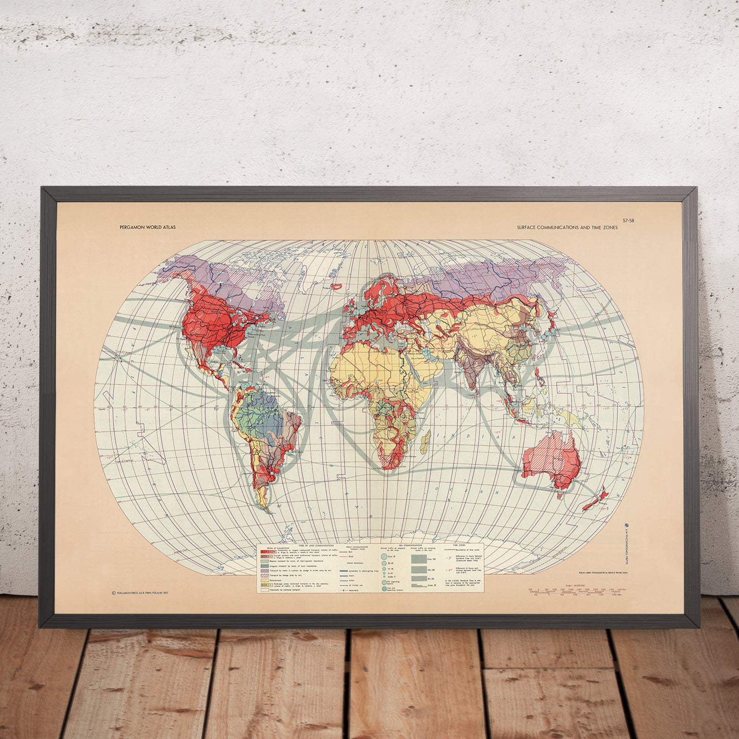 Old Infographic Map of World Surface Communications, 1967: Shipping Ro ...