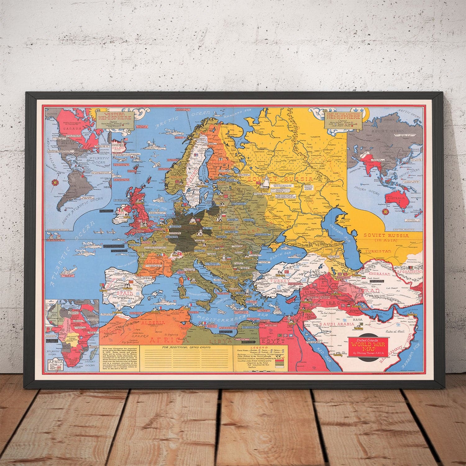 Alte MAP des Zweiten Weltkriegs, 1942 von Stanley Turner - "datierte ...