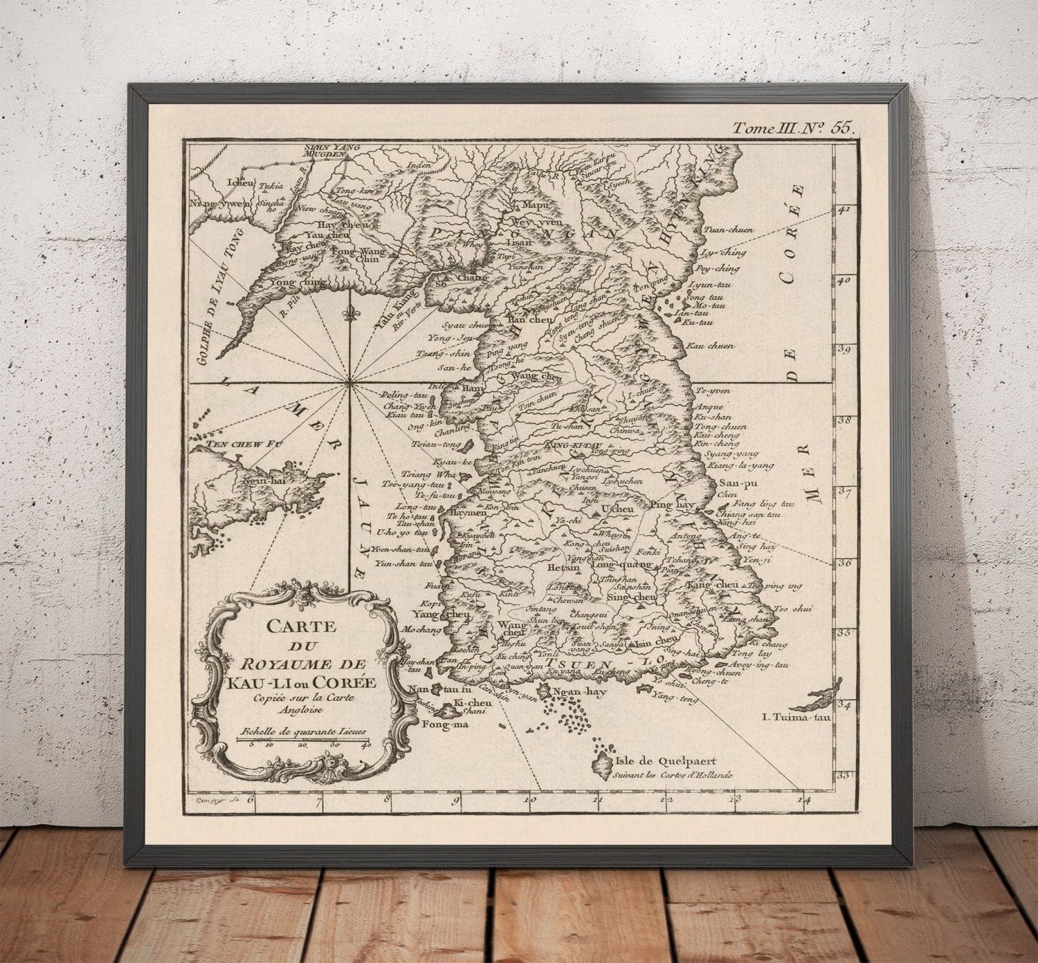 Old Map of Korea in 1764 by Bellin - North, South, Seoul, Pyongyang, P ...